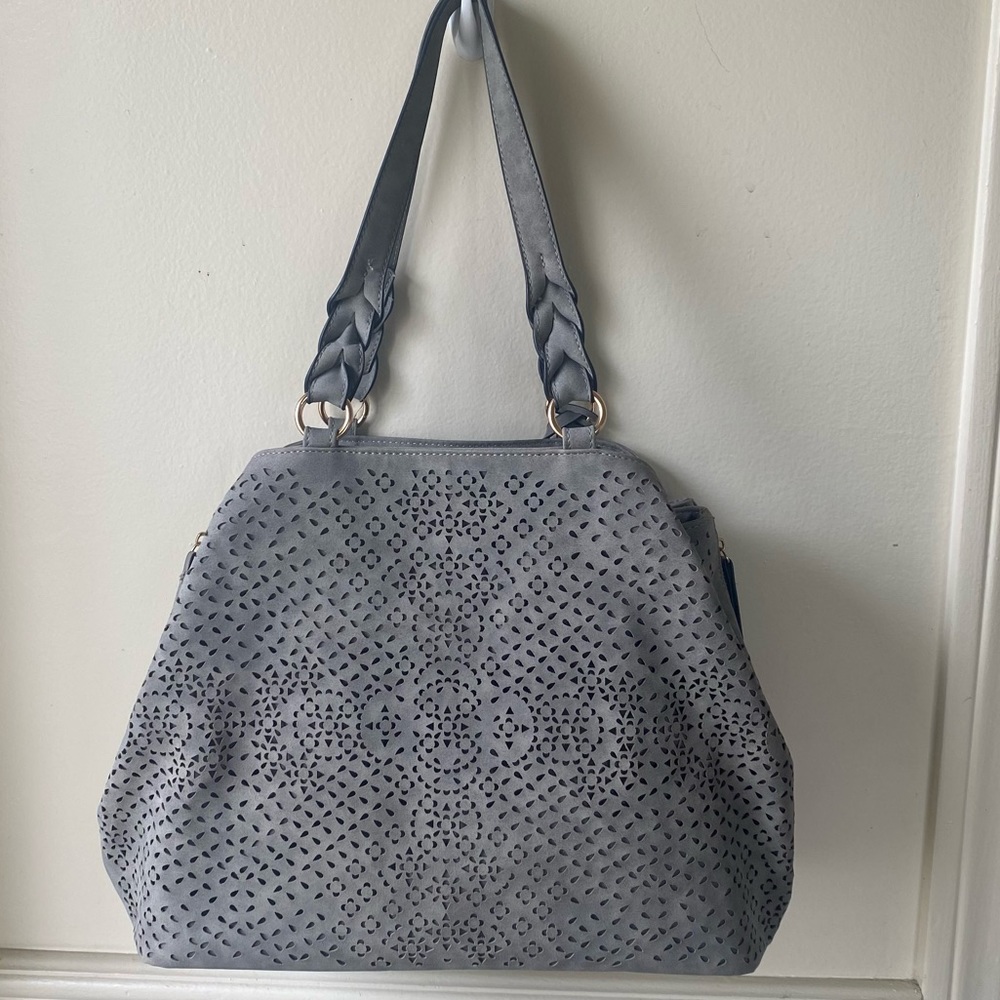 Large Gray Suede Handbag - Gem